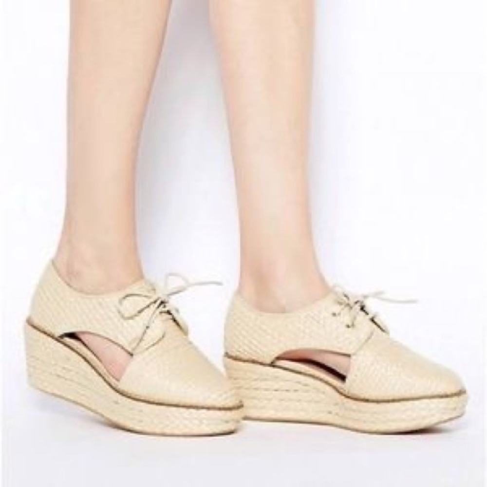 Shellys London Raffia Cut Out Wedge - Gem
